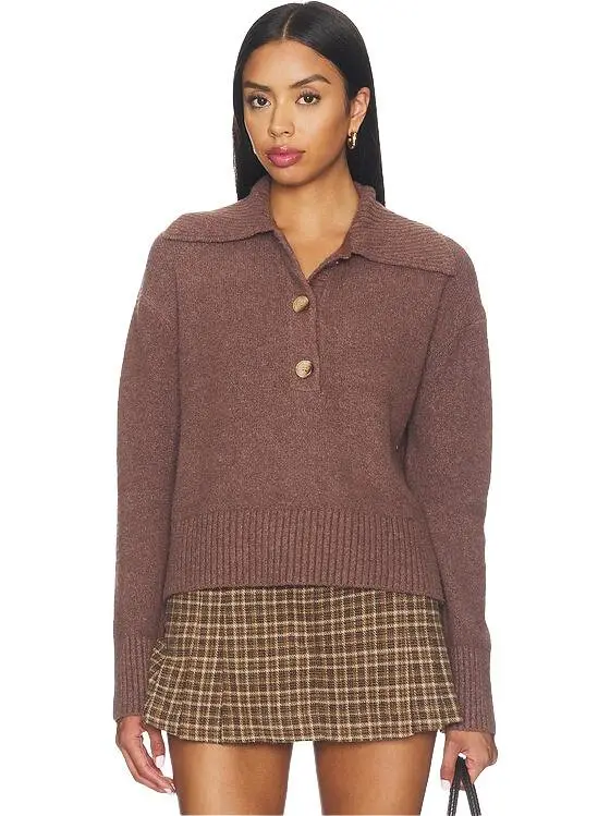 Free People Trading Up Polo Top In Brown - Enchanted Oak