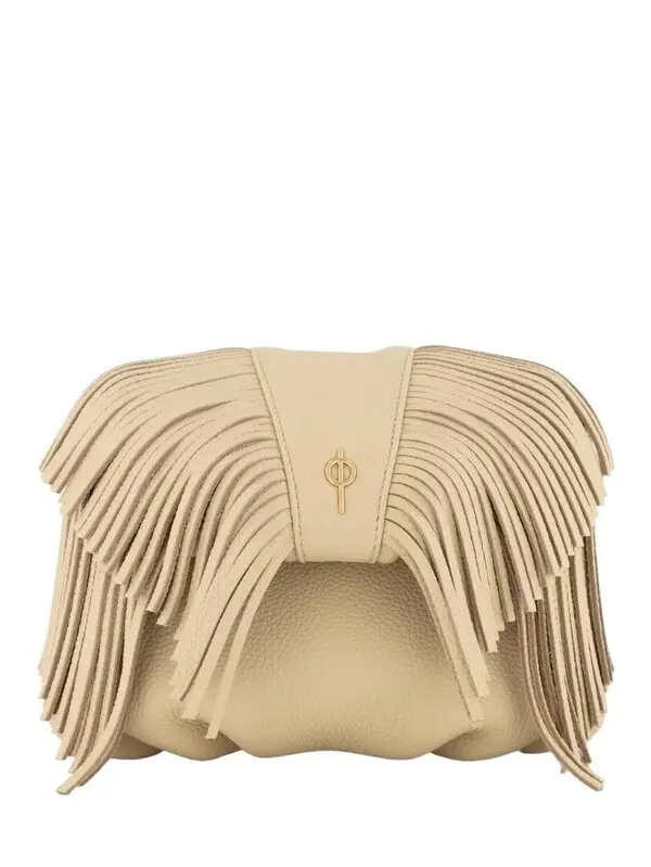 OTRERA Mini Fringe Leather Crossbody Bag Beige - White