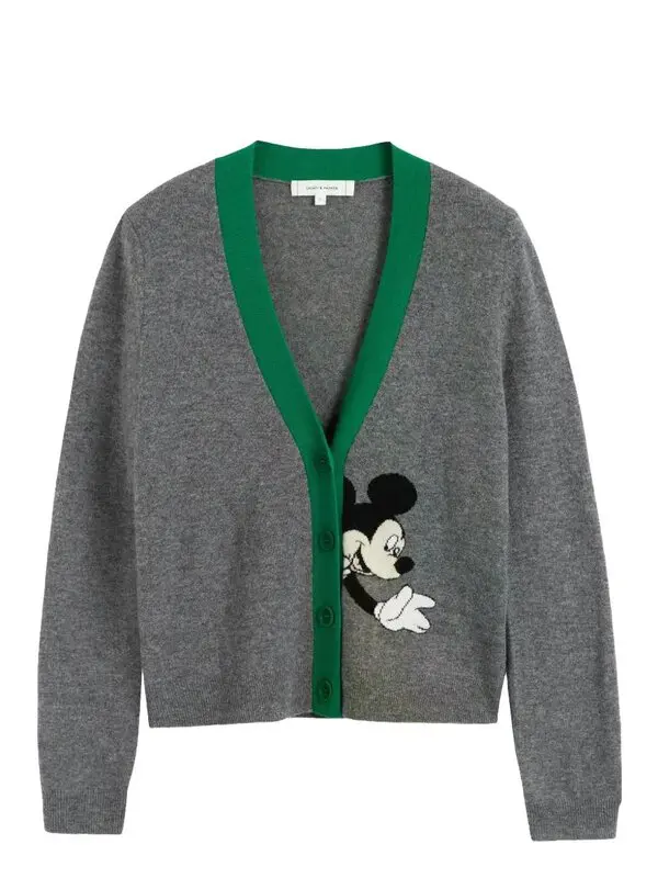 Chinti & Parker Mickey Mouse Intarsia-knit Cardigan - Grey