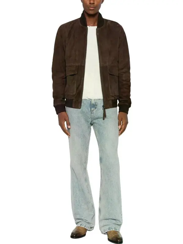 BULLY Suede Bomber Jacket - Brown