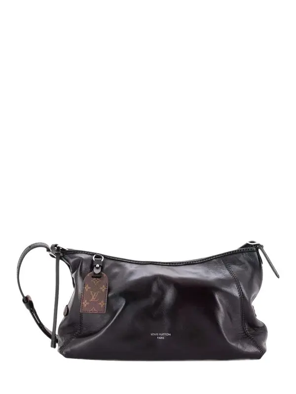 LOUIS VUITTON Carryall Vibe Leather With Monogram Canvas East West Hobo Bag - Black