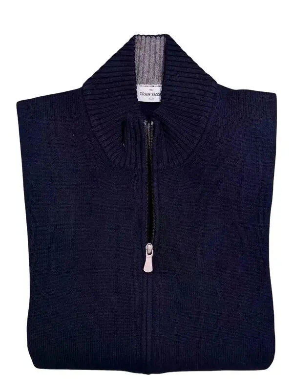 GRAN SASSO Zip-up Ribbed-collar Sweater - Blue