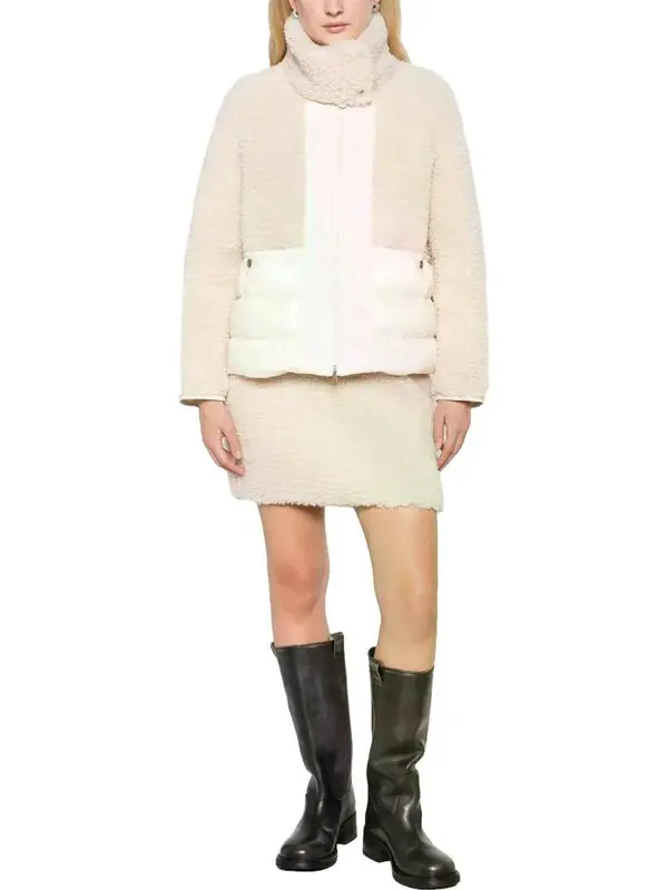 Moncler Glorieux Hooded Teddy Short Down Jacket - Neutrals