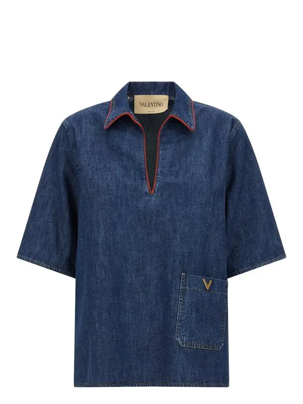 Valentino Garavani Vlogo Signature' Shirt - Blue