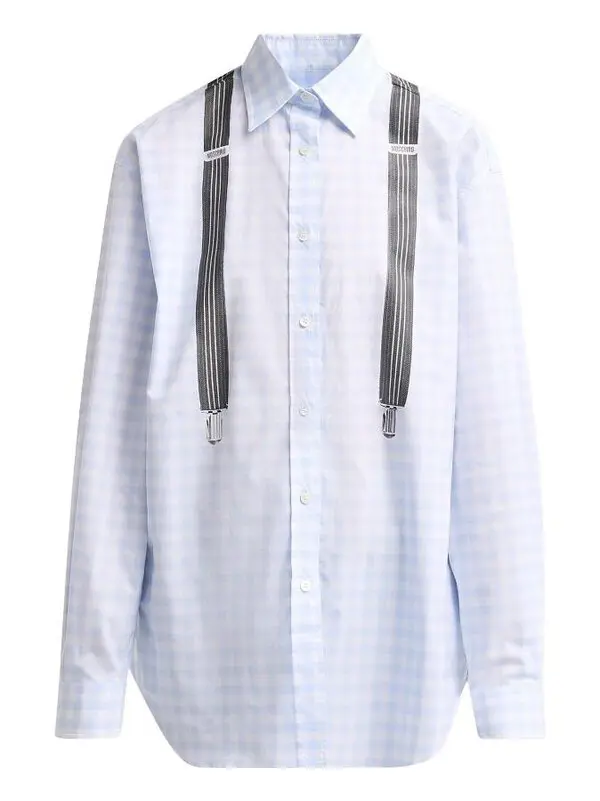 Moschino Suspender Print Check Cotton Shirt - Multi Violet