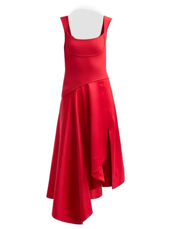 AMUR Scarlet Asymmetric Midi Dress - Ruby Rose