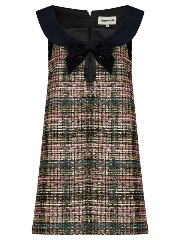 SHUSHU/TONG Tweed Bow-detail Mini Dress - Multicolor