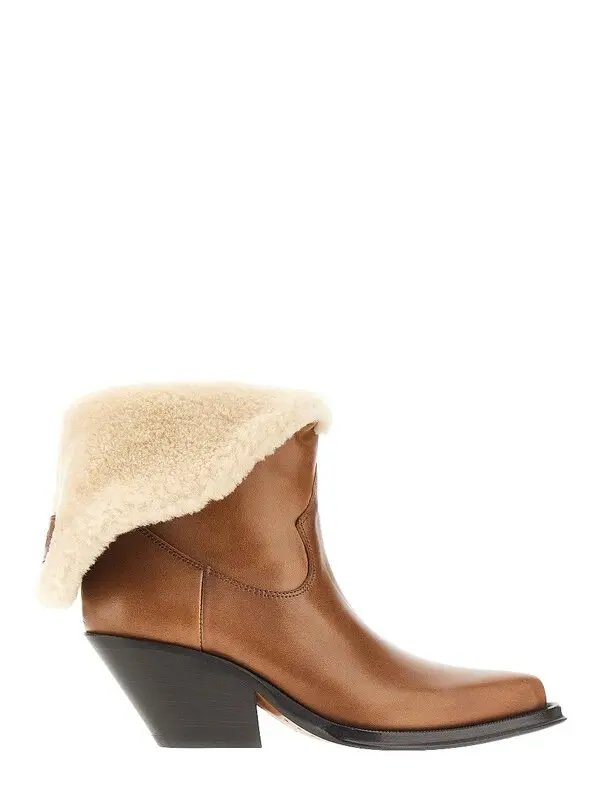 Chloé Azelan' Leather And Shearling Boots - Brown