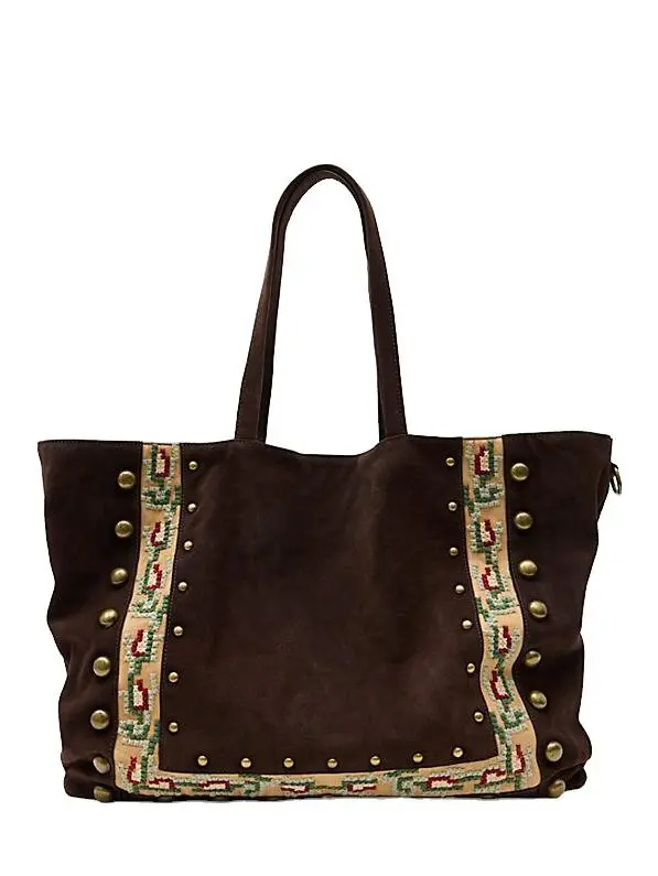 Free People Rainbow Mountain Stud Tote - Chocolate