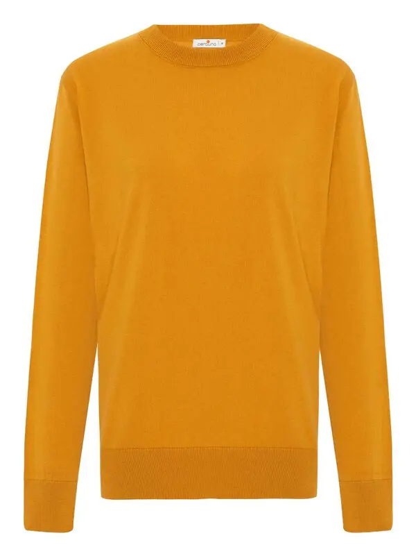 PERALUNA Mateo O Neck Pullover In Mustard - Yellow