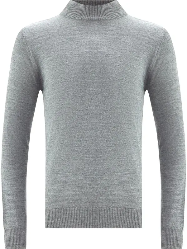 PERALUNA Mock Neck Basic Knitwear Pullover - Grey