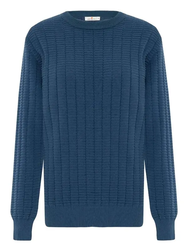 PERALUNA Zacha O-neck Waffle Knit Pullover - Blue