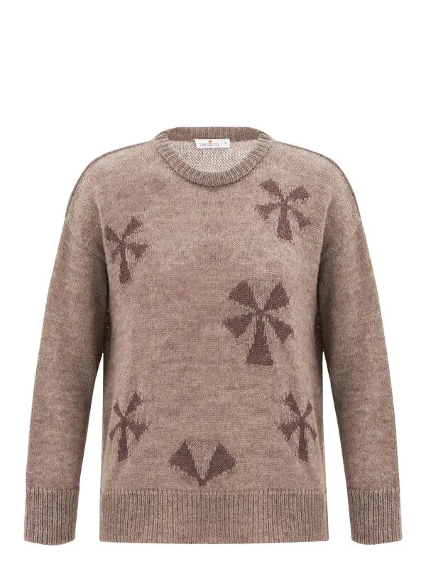 PERALUNA Glittery Mill Patterned Alpaca Blend Knitwear Pullover Melange - Brown