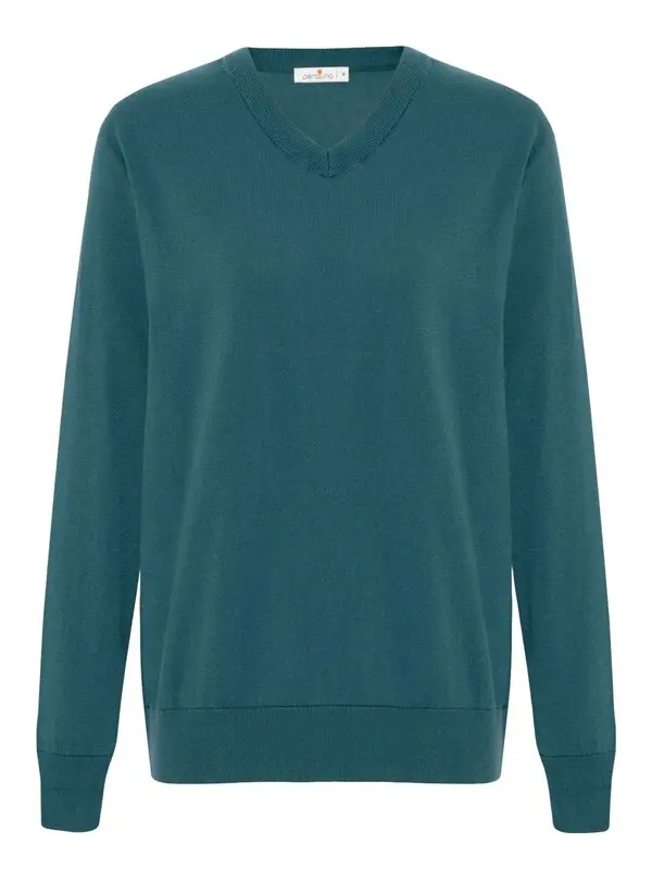 PERALUNA Mateo V-neck Pullover In Turquoise - Blue