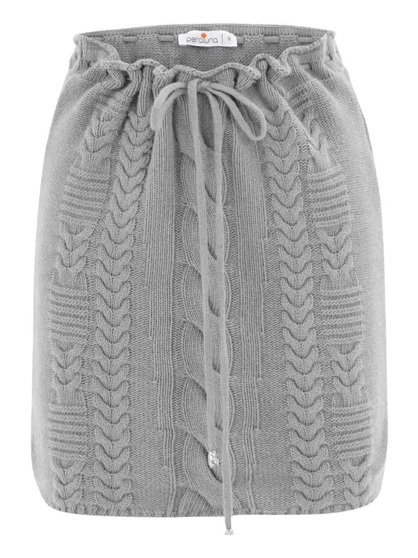 PERALUNA Cable Knit Cashmere Blend Knitwear Mini Skirt Melange - Grey