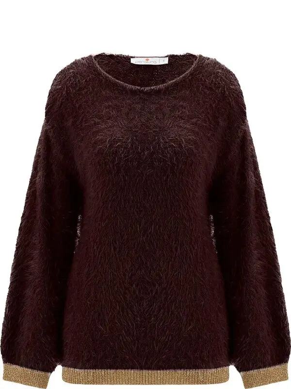 PERALUNA De Ville Fluffy Pullover Glitter Sweater - Brown
