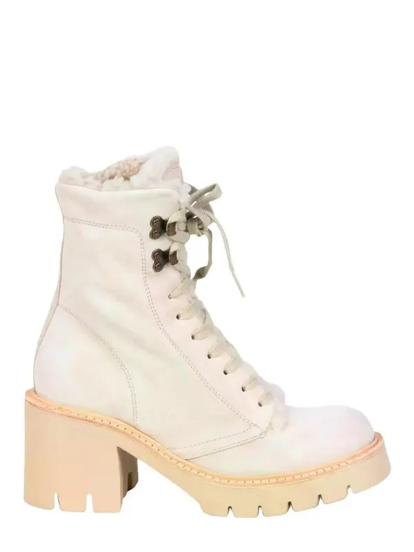 PEDRO GARCIA Shearling-lined Lace-up Ankle Boots - Neutrals