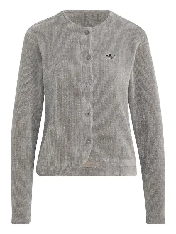 Adidas Prem Ess Chenille Button Up Cardigan Grey - Grey Three