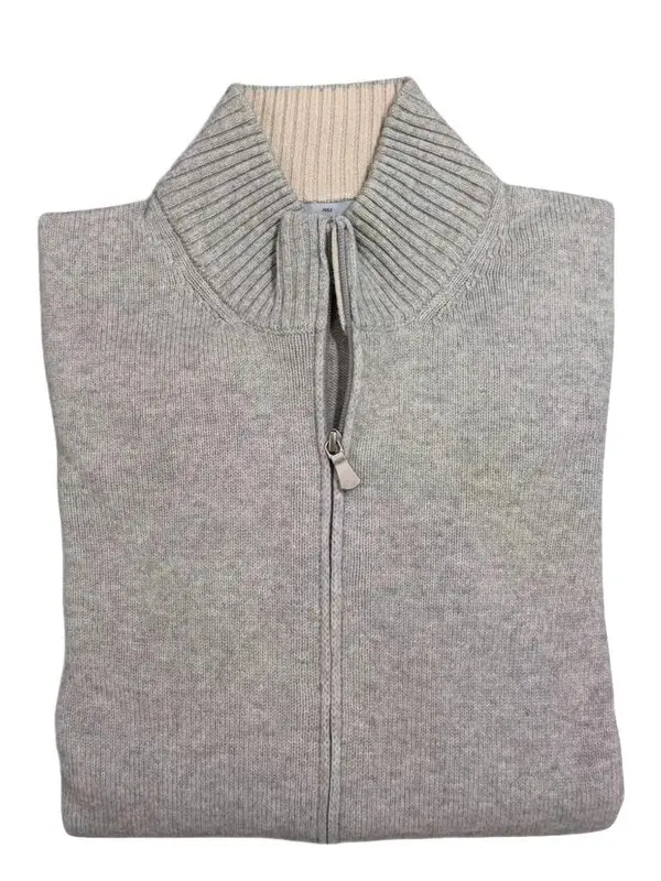GRAN SASSO Zip-up Ribbed-collar Sweater - Grey