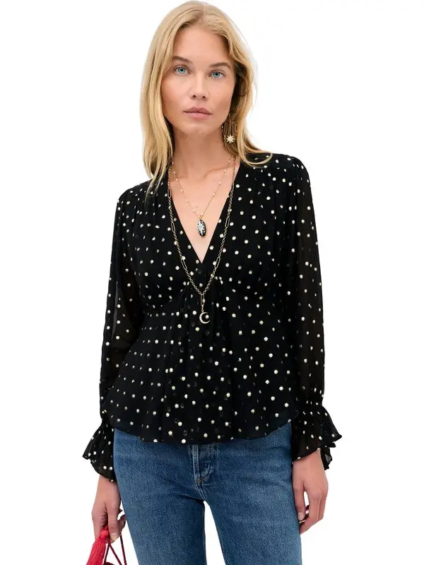 Rixo Ethel Gold Spot Regular - Black