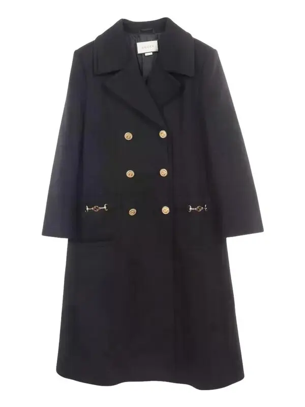 Gucci 2010s Interlocking G Double-breasted Coat - Black