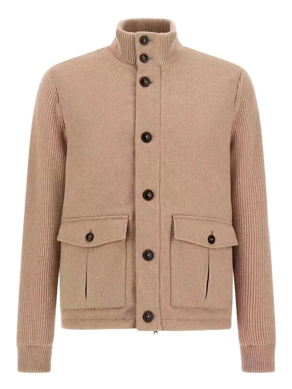 Herno Panelled Knitted Jacket - Neutrals