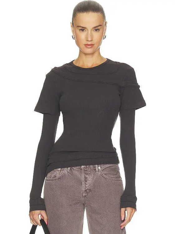 AGOLDE Harlon Top In Grey - Forge