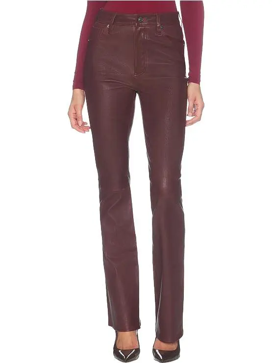 FRAME The Leather Reboot Pant In Burgundy - Currant
