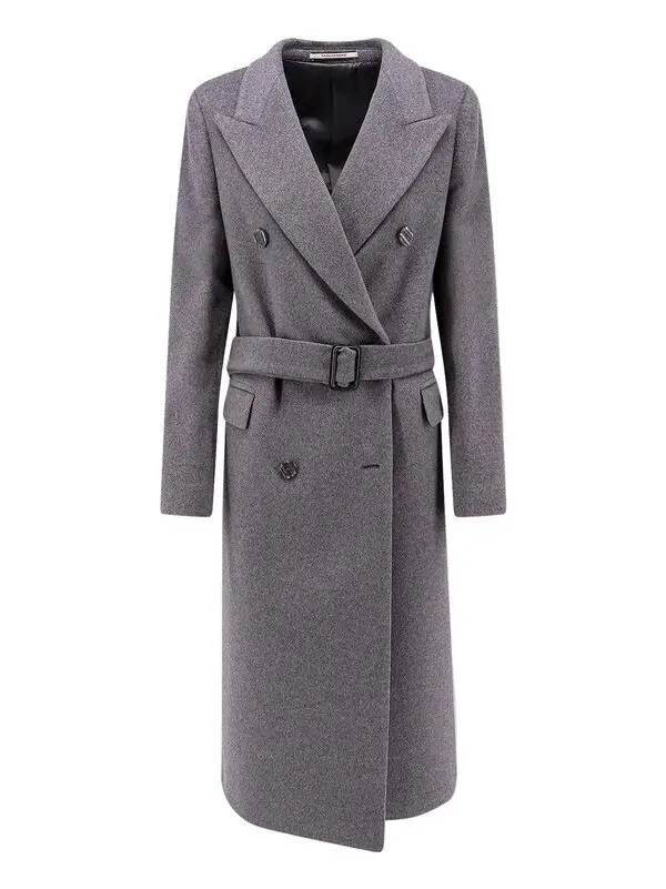 Tagliatore Jole Cashmere Coat With Belt - Grey
