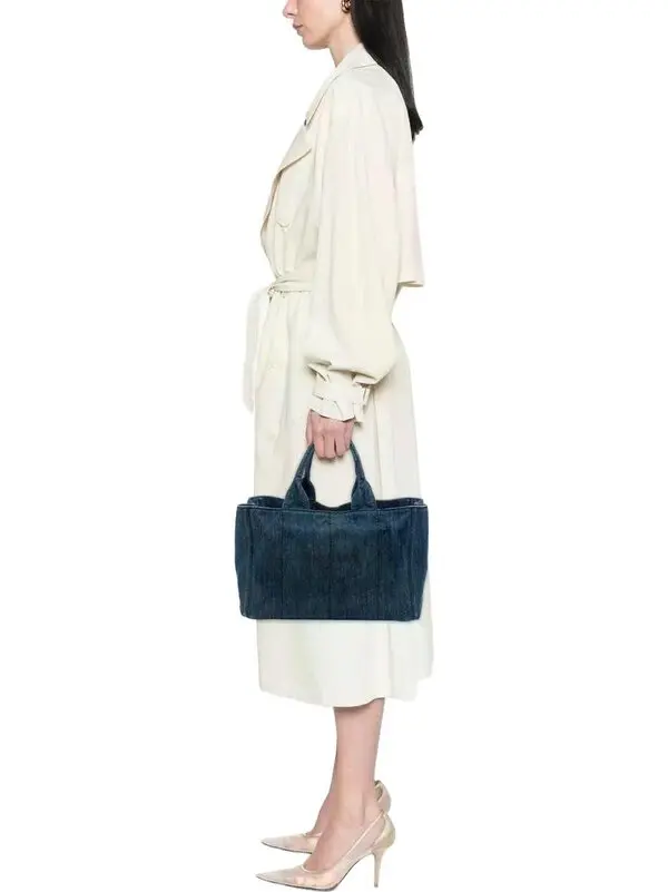 Prada 2013-2026 Denim Canapa Logo Tote Satchel - Blue