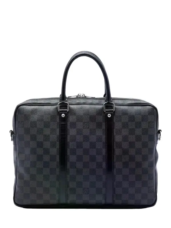 LOUIS VUITTON 2017 Damier Graphite Porte Documents Voyage Pm Business Bag - Black