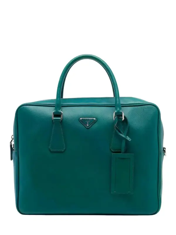 Prada 2013-2026 Saffiano Briefcase Business Bag - Blue
