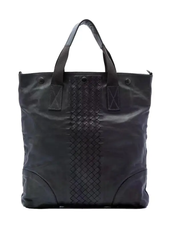 Bottega Veneta 2012-2026 Intrecciato Trimmed Nappa Convertible Tote Satchel - Black