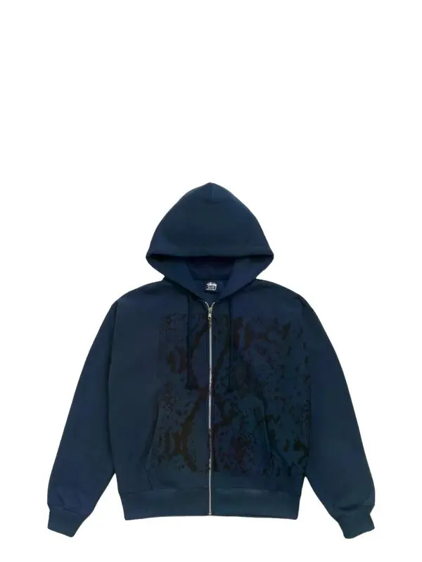 StÜssy Snakeskin-print Zip-up Hoodie - Blue