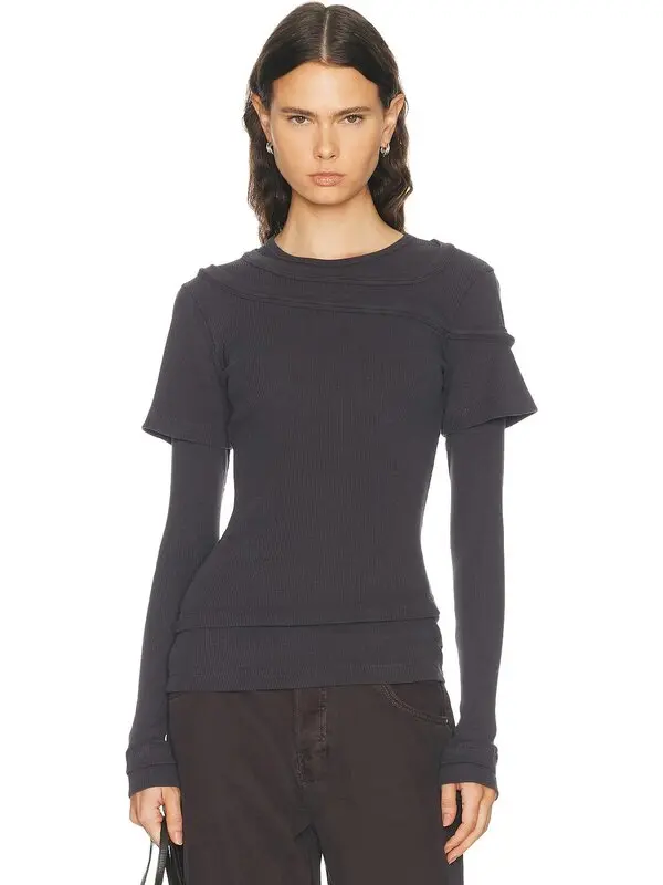 AGOLDE Harlon Top In Grey - Forge