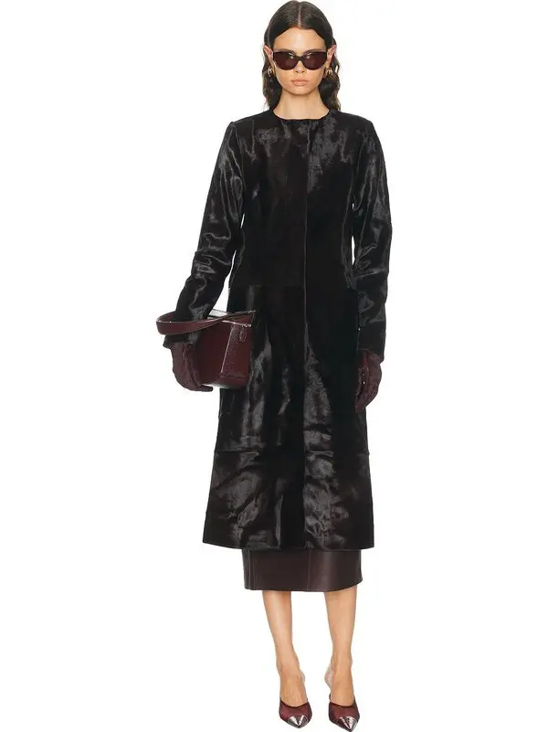 Simkhai Bowie Collarless Coat In Burgundy - Fig