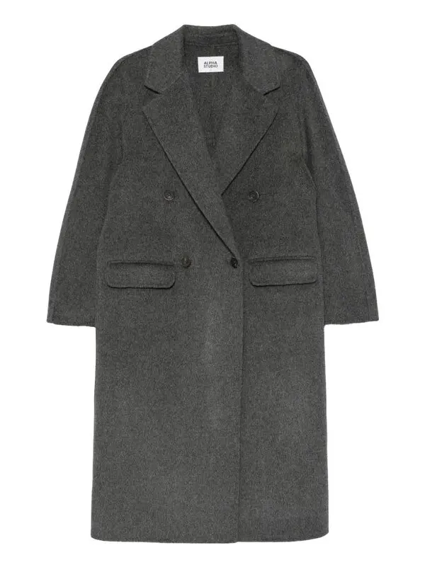 Alpha Studio Double-breasted Notched-lapel Coat - Grey