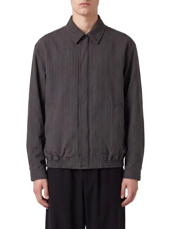Comme Des Garçons Striped Polyester Shirt Jacket With Concealed Closure - Brown