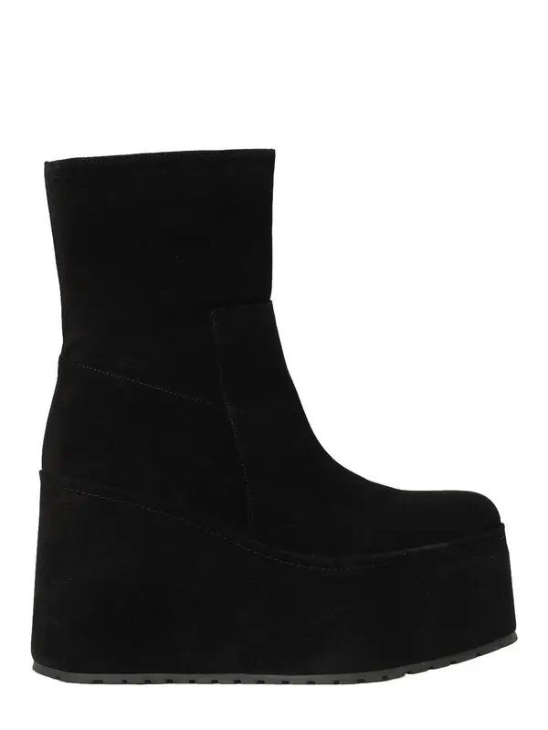 PALOMA BARCELO Blaire Suede Ankle Boots With High Wedge Heel And Round Toe - Black