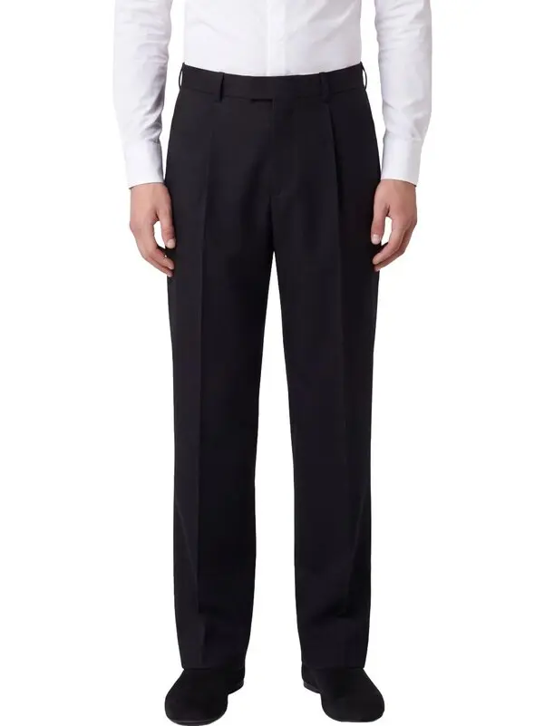 Our Legacy Wide Leg Virgin Wool Tailored Trousers With Pleats - Black