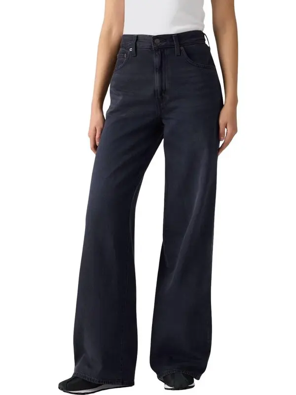 LEVI'S Cinch High-waist Flare Leg Jeans In Linen And Viscose Blend - Black