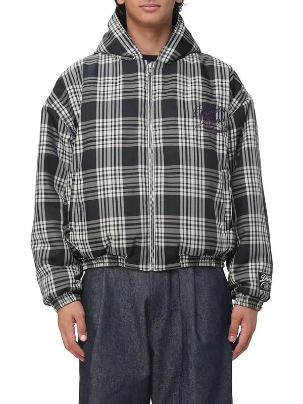 PDF Reversible Hooded Bomber Jacket In Check Faux Fur - Multicolor