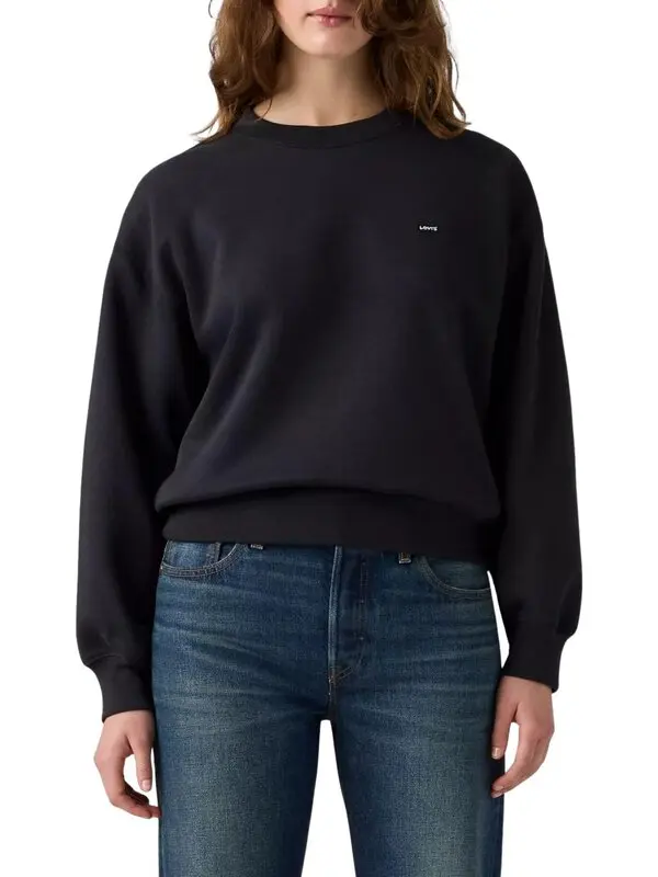 LEVI'S Dropped-shoulder Cotton Sweatshirt With Contrast Logo - Black