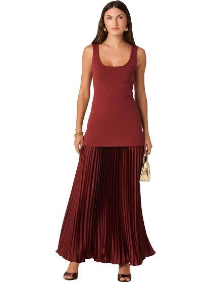 Astr The Label Adison Drop Waist Pleated Maxi Dress - Rust