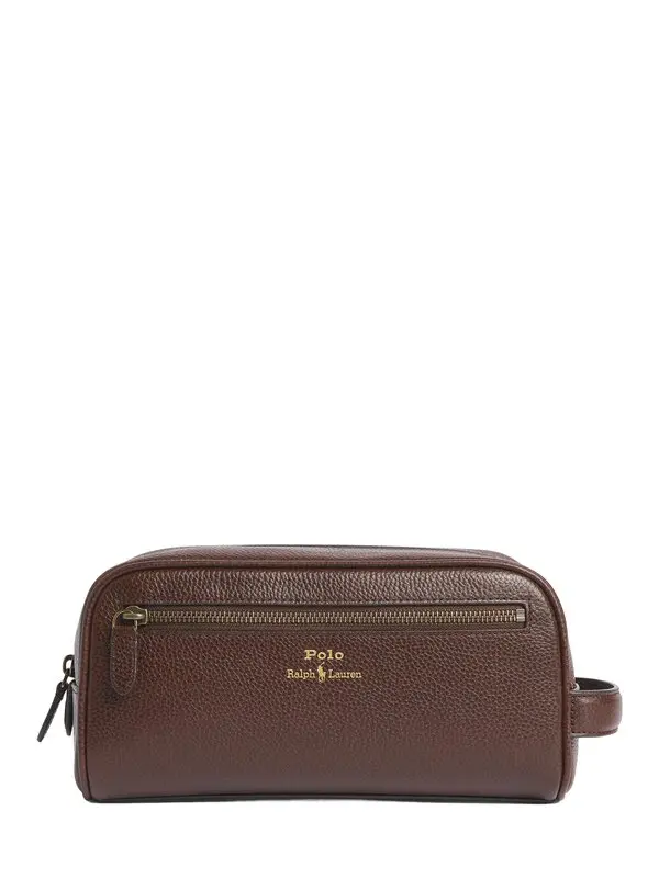 Polo Ralph Lauren Medium Leather Wash Bag - Brown