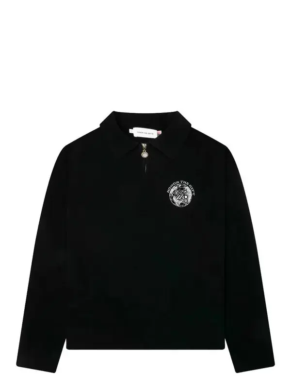 HONOR THE GIFT Knitted Zip-up Polo Shirt - Black