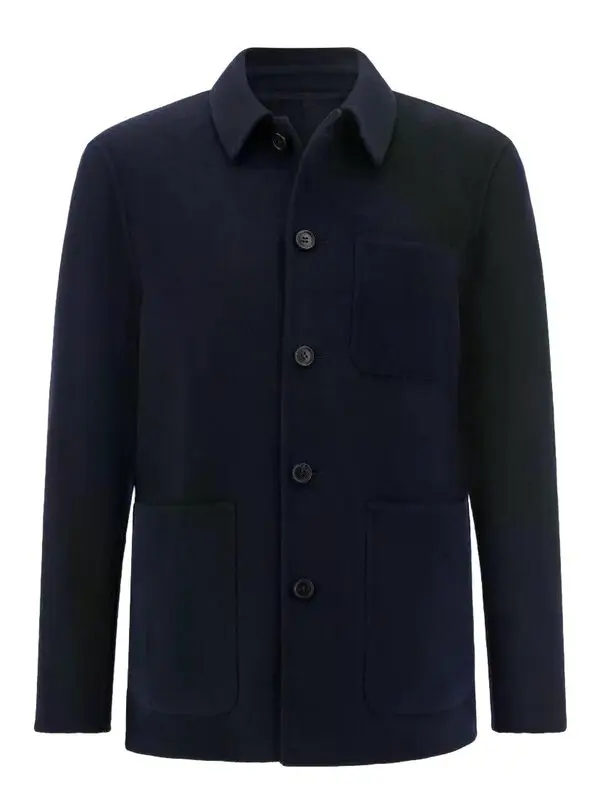Boggi Milano Shacket In Wool - Blue