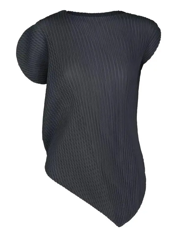Issey Miyake Plissé-effect Asymmetric Top - Blue