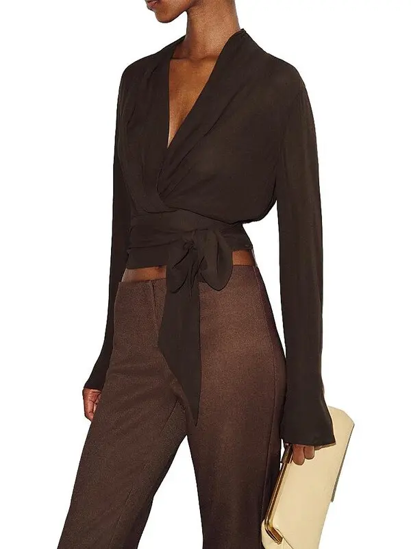 REFORMATION Zev Wrap Top - Mole
