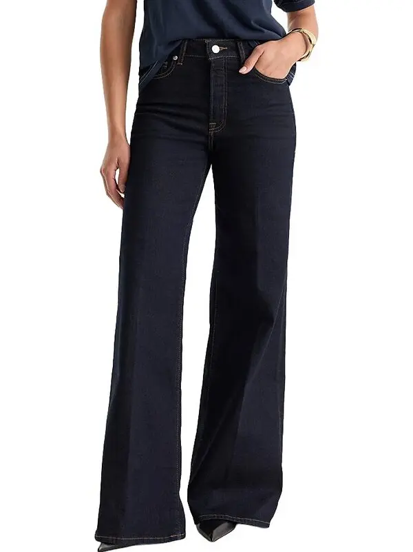 Good American Good Waist Mid Rise Palazzo Jeans - Rinse